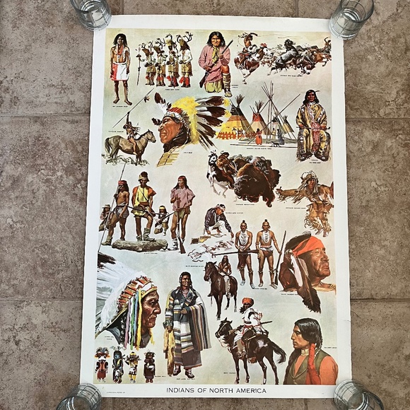 Art | Indians Of North America Educational Poster Vintage 1959 | Poshmark